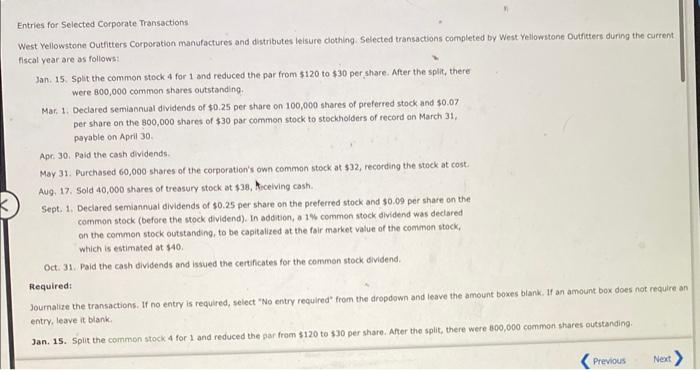 Solved Entries for Selected Corporate Transactions West | Chegg.com