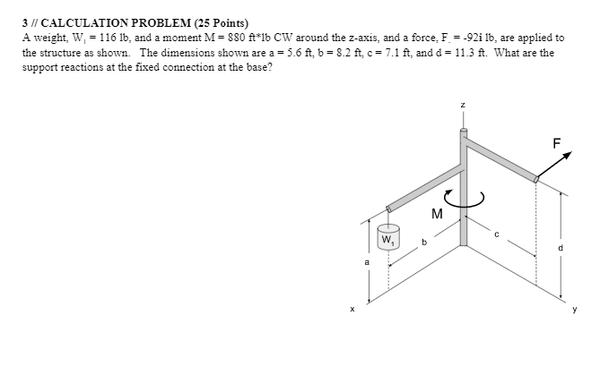 Solved 3// CALCULATION PROBLEM (25 Points) A weight, | Chegg.com