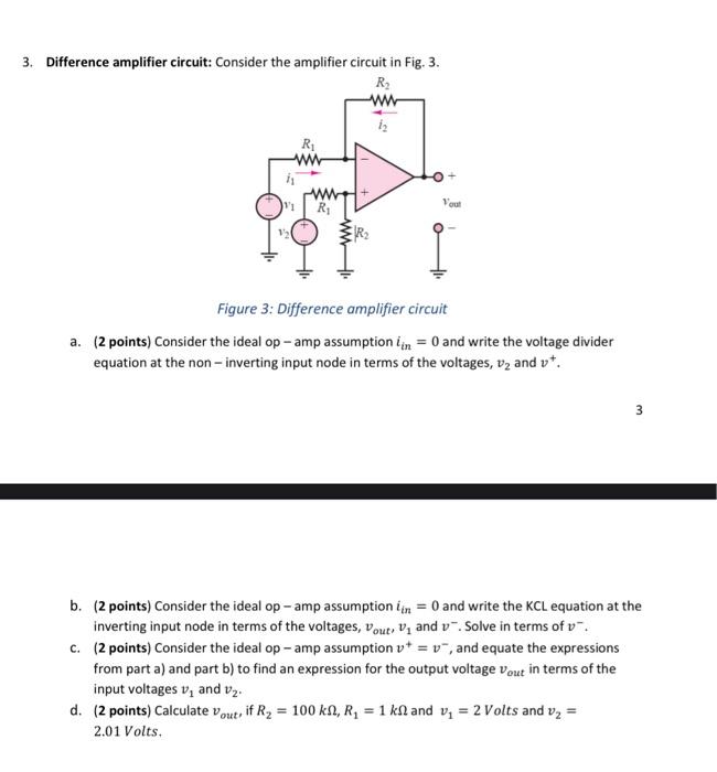 Solved 3. Difference amplifier circuit: Consider the | Chegg.com