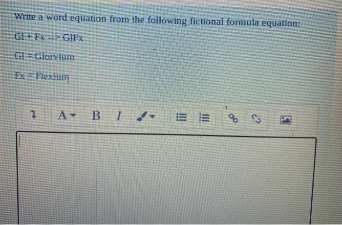Solved Write a word equation from the following fictional | Chegg.com