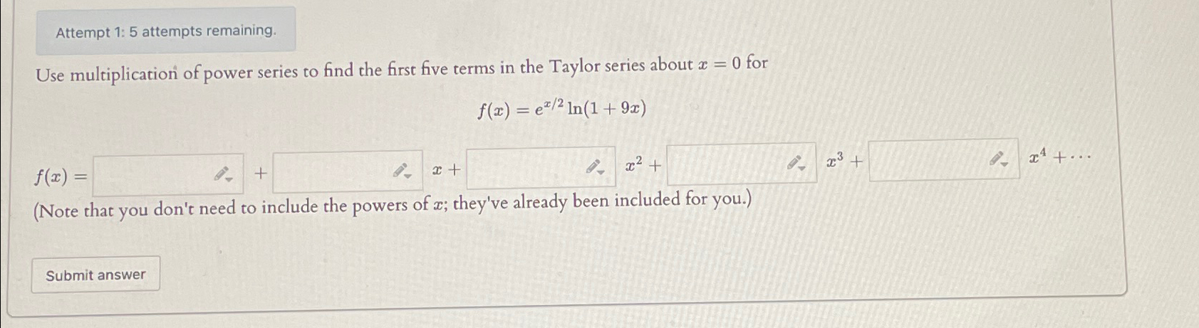 Solved Attempt 1: 5 ﻿attempts remaining.Use multiplication | Chegg.com