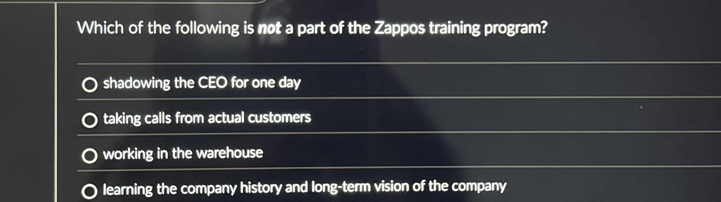 Solved Which of the following is not a part of the Zappos | Chegg.com