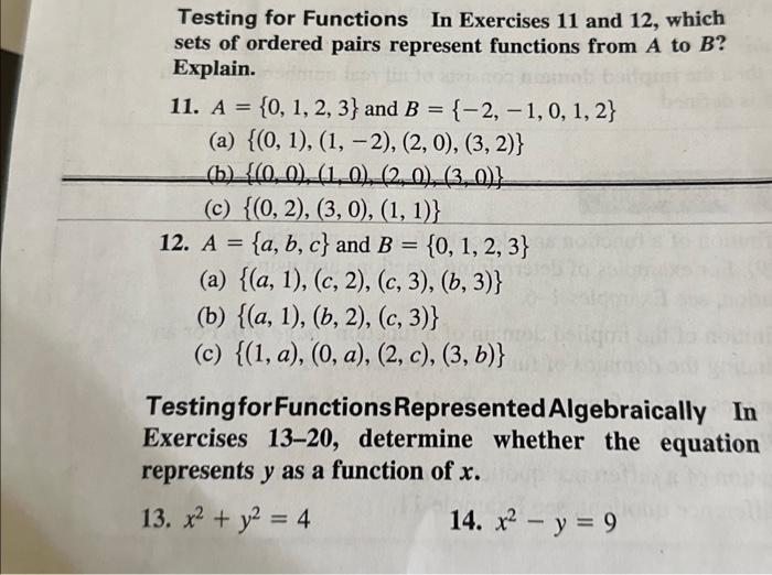 Solved Testing for Functions In Exercises 11 and 12, which | Chegg.com