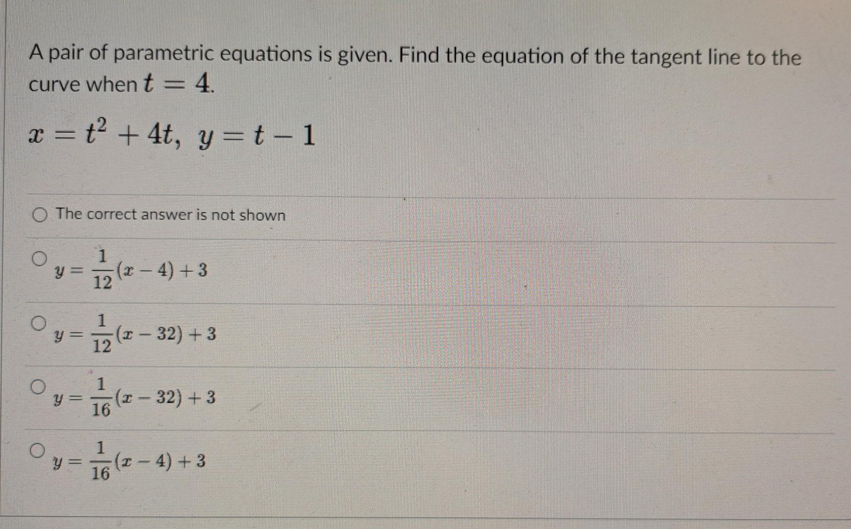 Solved A pair of parametric equations is given. Find the | Chegg.com