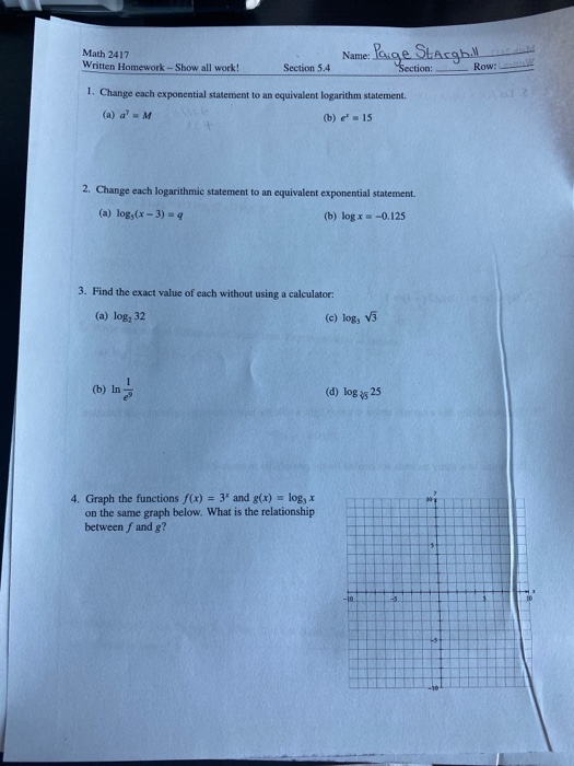 Solved Math 2417 Written Homework-Show all work! Name: Page | Chegg.com