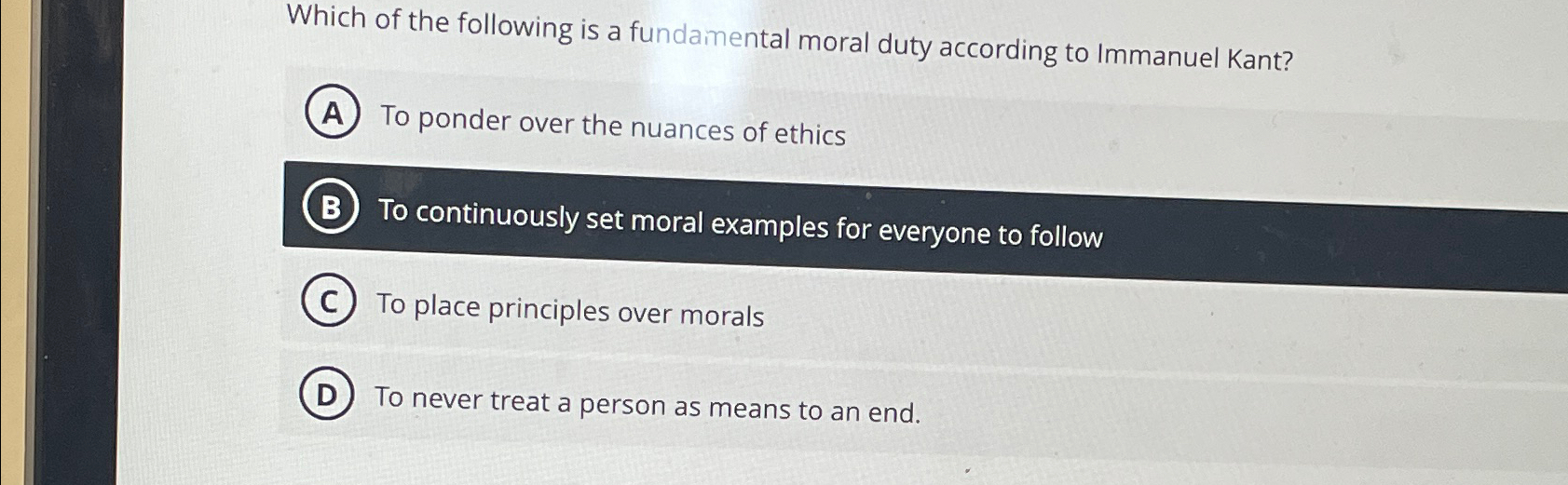Solved Which of the following is a fundamental moral duty | Chegg.com