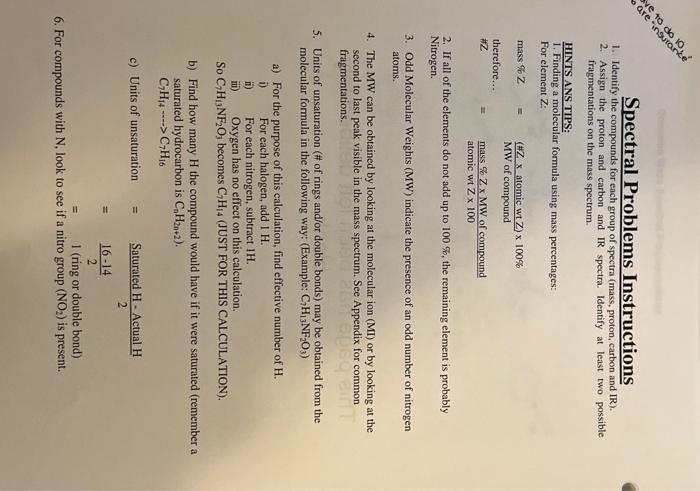 Solved Spectral Problems1. Identify the compounds for each | Chegg.com