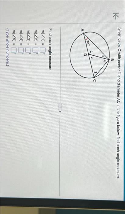 Solved Given circle O with center D and diameter AC in the | Chegg.com