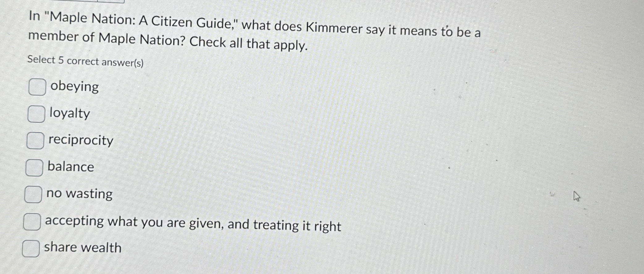 Solved In "Maple Nation: A Citizen Guide," what does | Chegg.com