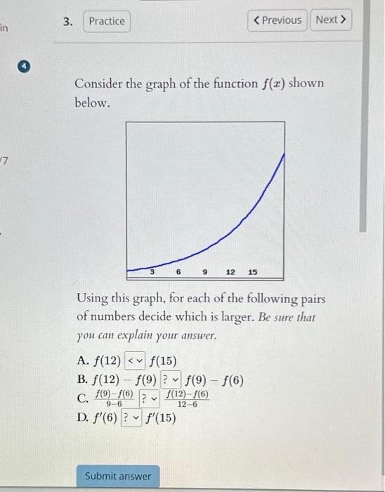 Solved in 7 3. Practice Consider the graph of the function | Chegg.com