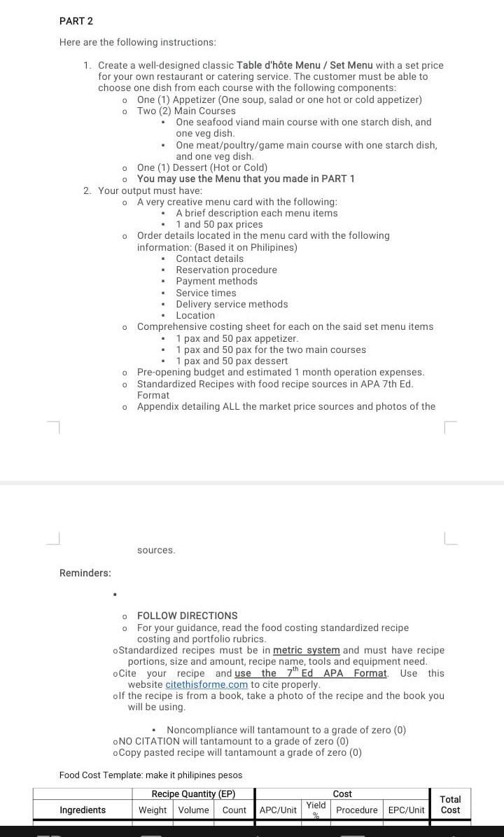 PART 2 Here are the following instructions: O 1. | Chegg.com