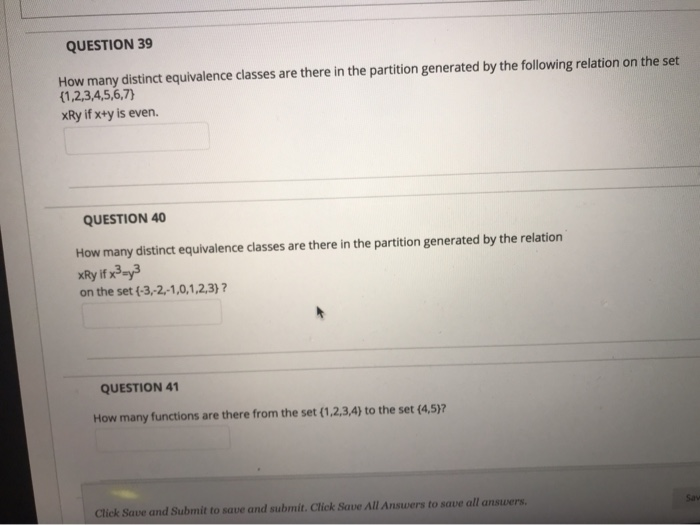 Solved QUESTION 39 How many distinct equivalence classes are | Chegg.com