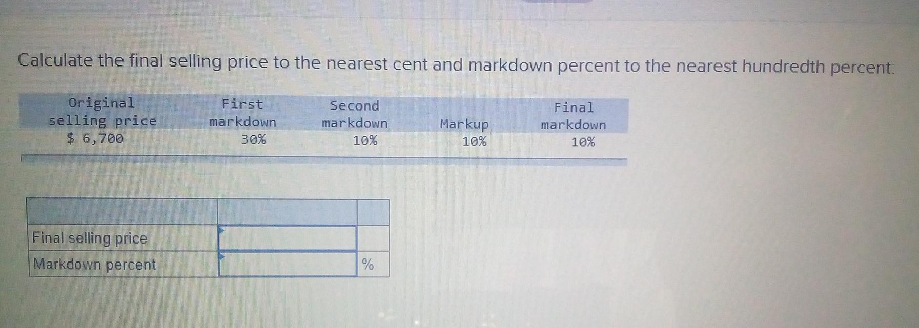 Solved Calculate the final selling price to the nearest cent | Chegg.com