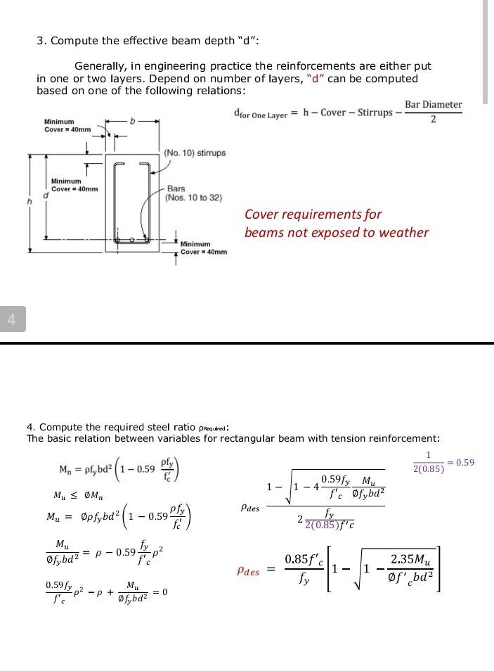 Solved Reinforcement Concrete Design solve the problem step | Chegg.com | Chegg.com
