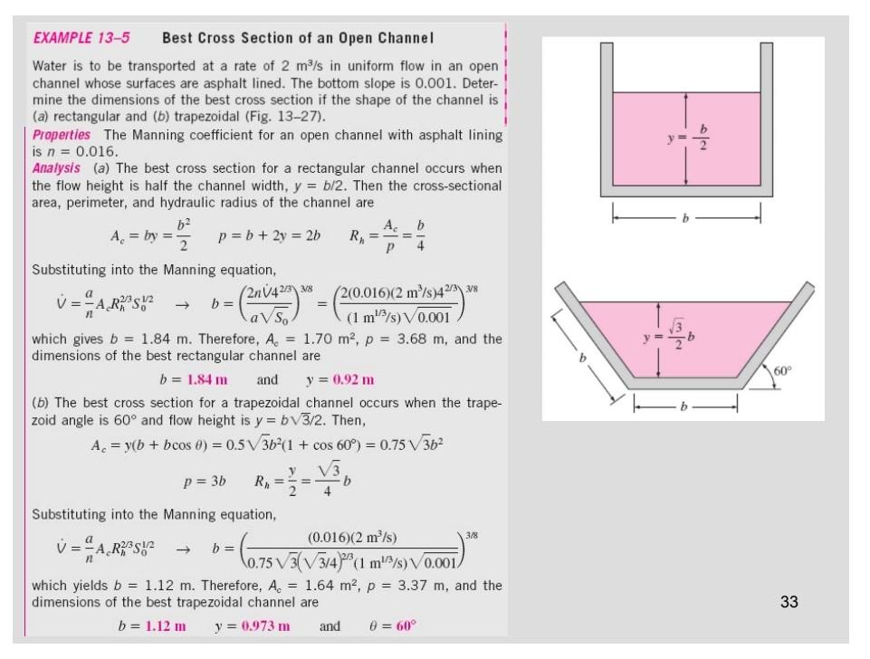 Solved EXAMPLE 13-5 Best Cross Section of an Open Channel | Chegg.com