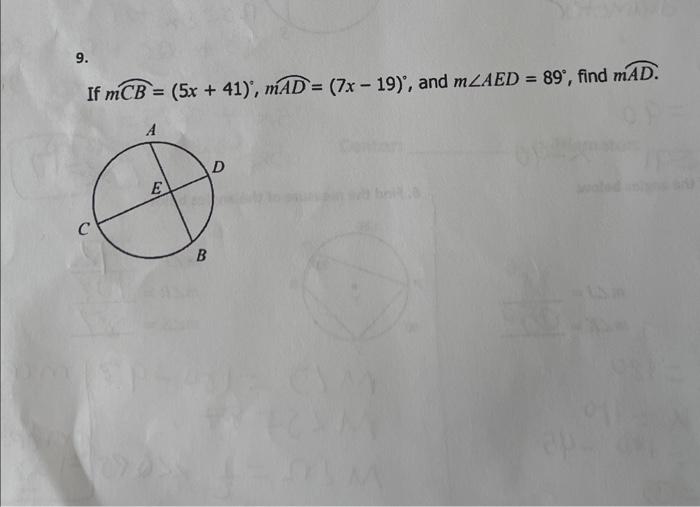 Solved If \( m \overparen{C B}=(5 x+41)^{\circ}, | Chegg.com