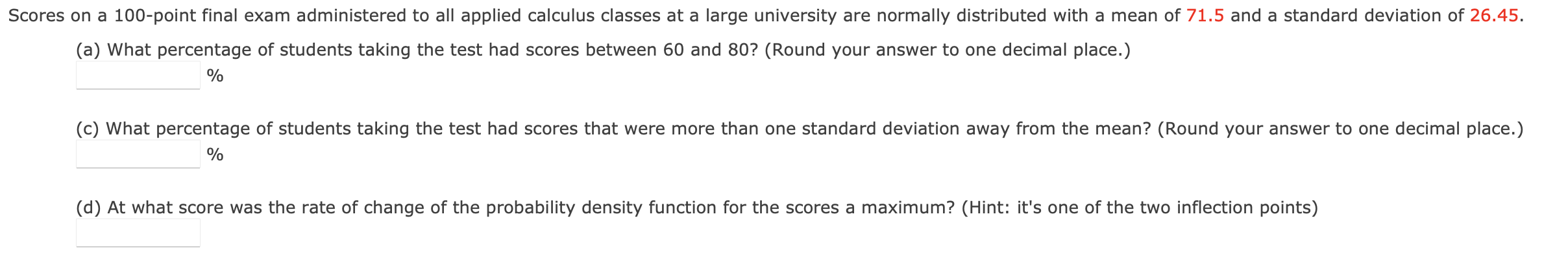 Solved Scores on a 100-point final exam administered to all | Chegg.com