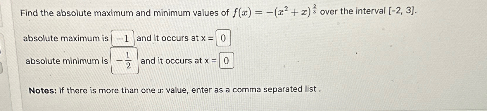 Solved Find the absolute maximum and minimum values of | Chegg.com