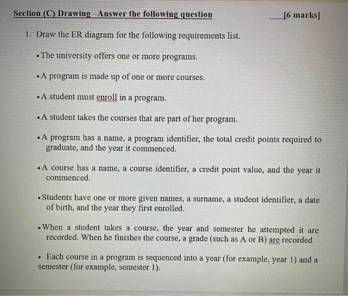 Solved Section (C) Drawing - Answer the following question | Chegg.com