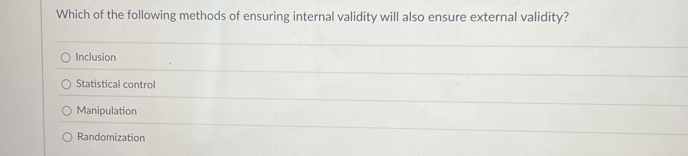 Solved Which of the following methods of ensuring internal | Chegg.com