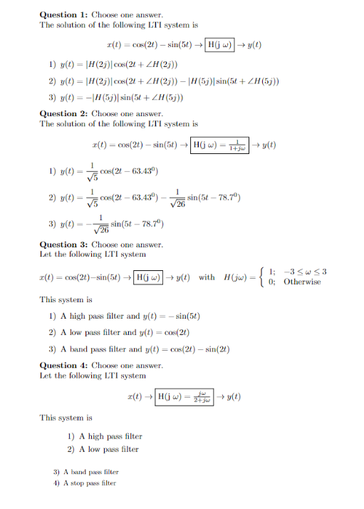 Solved Question 1: Choose one answer.The solution of the | Chegg.com
