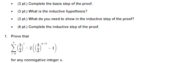 Solved (3 ﻿pt.) ﻿Complete the basis step of the proof.(3 | Chegg.com