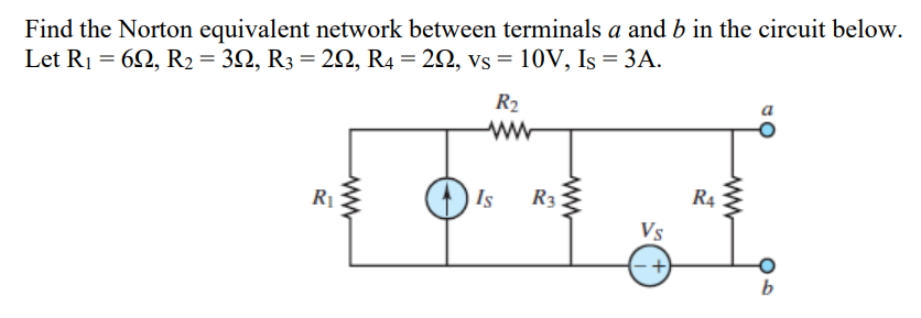 Find the Norton equivalent network between terminals | Chegg.com