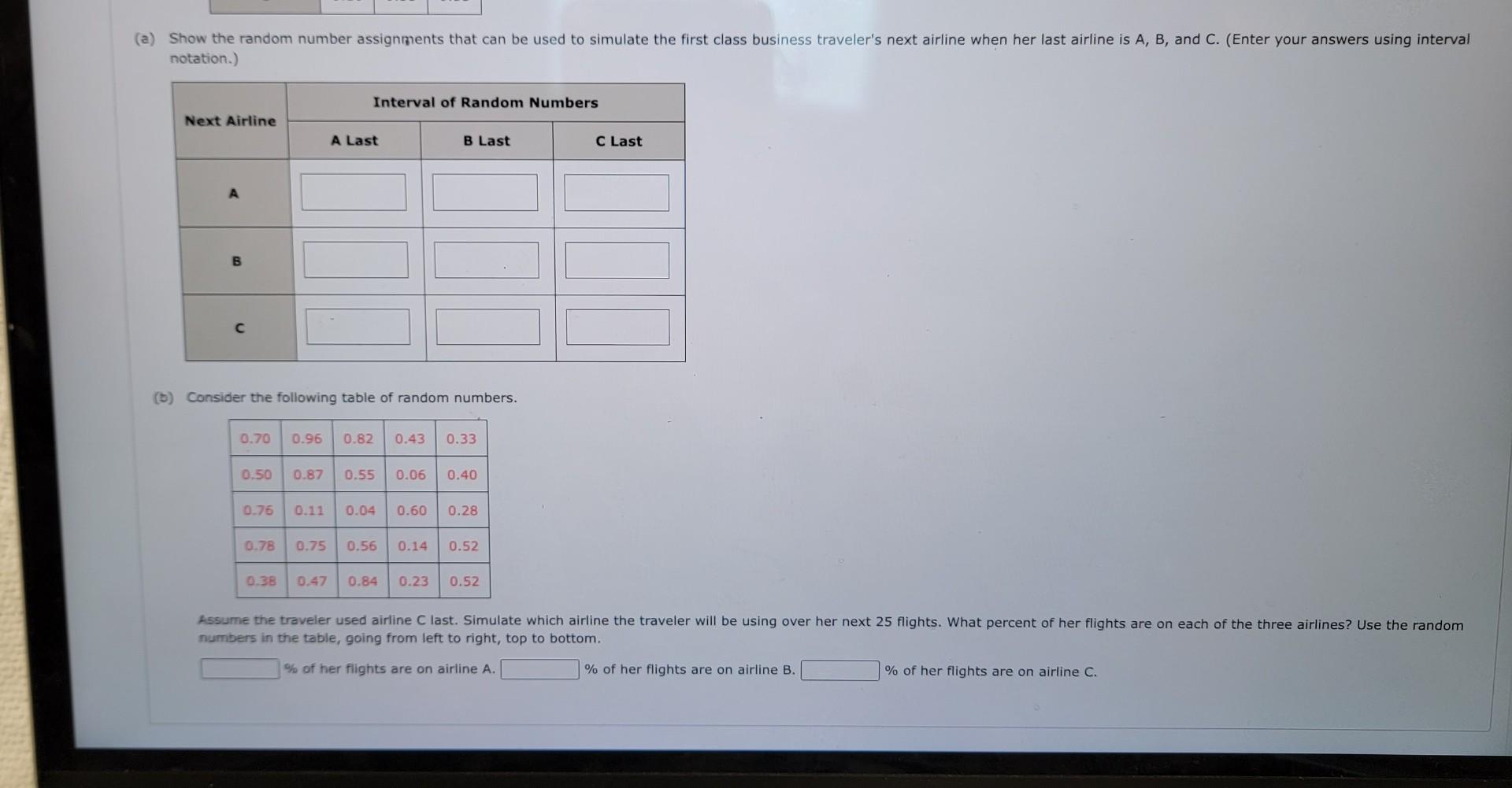 Solved (a) Show the random number assignments that can be | Chegg.com