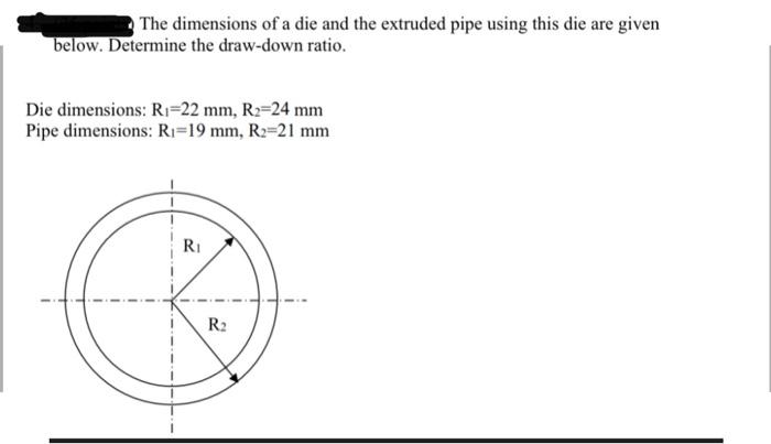 Solved The dimensions of a die and the extruded pipe using | Chegg.com