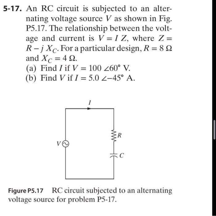 17 An Rc Circuit Is Subjected To An Alternating
