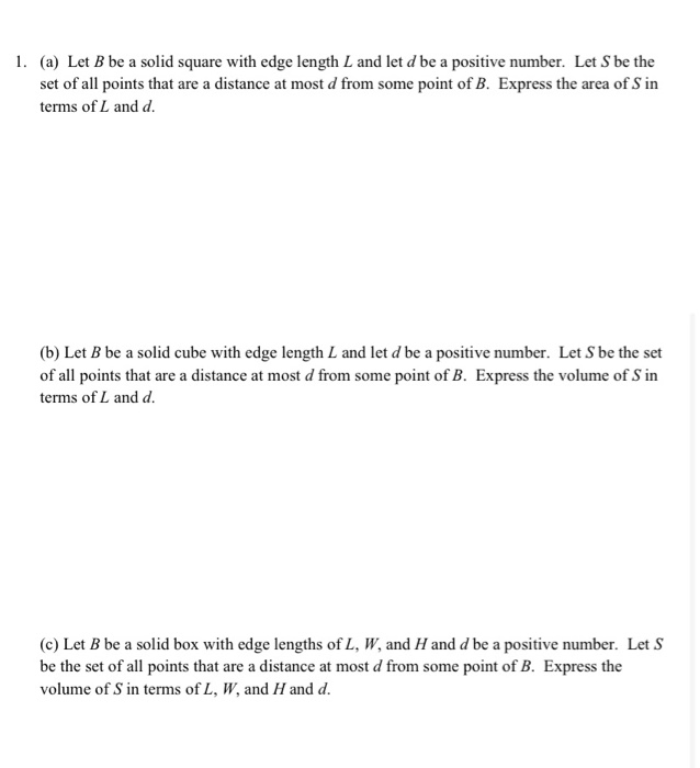 Solved 1. (a) Lett be a solid square with edge length and | Chegg.com