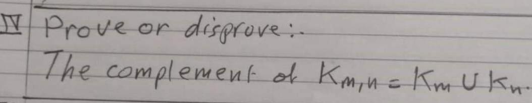 Solved IN Prove or disprove: The complement of Kmine km U | Chegg.com