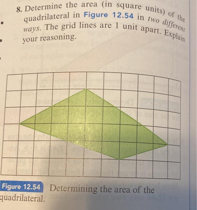 Solved 8. Determine the area (in square units) of the | Chegg.com