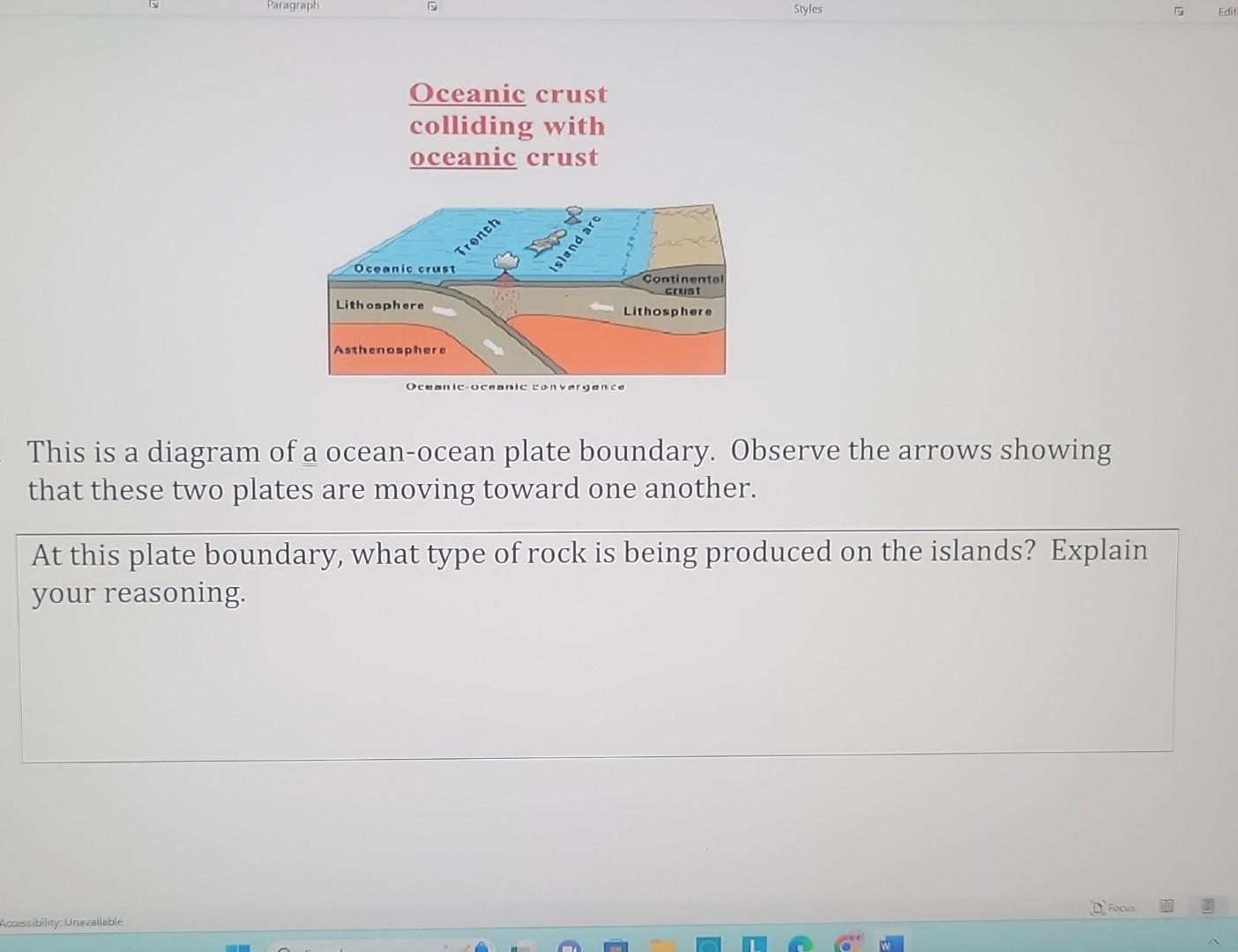 Solved This is a diagram of a ocean-ocean plate boundary. | Chegg.com