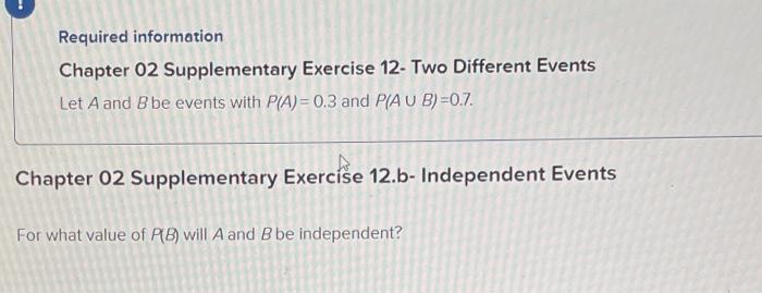 Solved Chapter 02 Supplementary Exercise 12- Two Different | Chegg.com