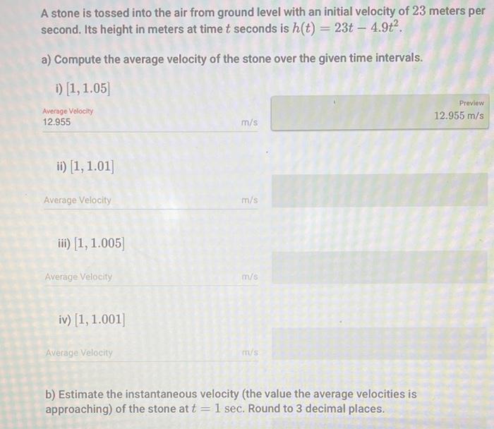 Solved A stone is tossed into the air from ground level with | Chegg.com