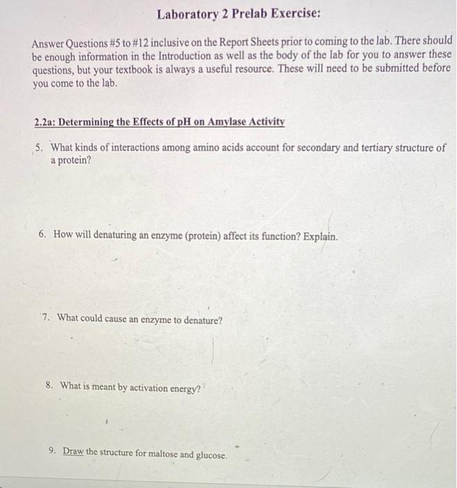 Solved Laboratory 2 Prelab Exercise: Answer Questions #5 to | Chegg.com