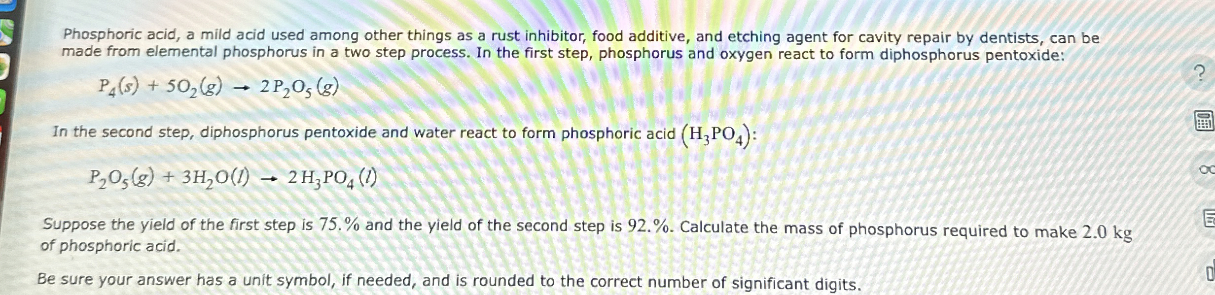 Solved Phosphoric acid, a mild acid used among other things | Chegg.com