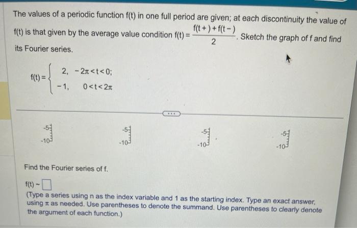 Solved The values of a periodic function f(t) in one full | Chegg.com