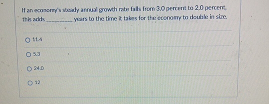 Solved If an economy's steady annual growth rate falls from | Chegg.com