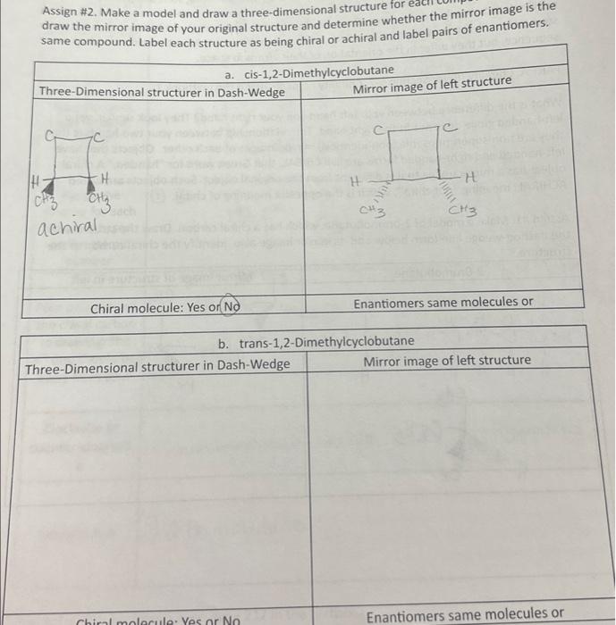 Solved Assign #2. Make a model and draw a three-dimensional | Chegg.com