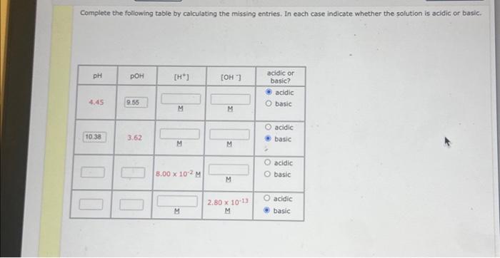 [Solved]: Complete the following table by calculating the m