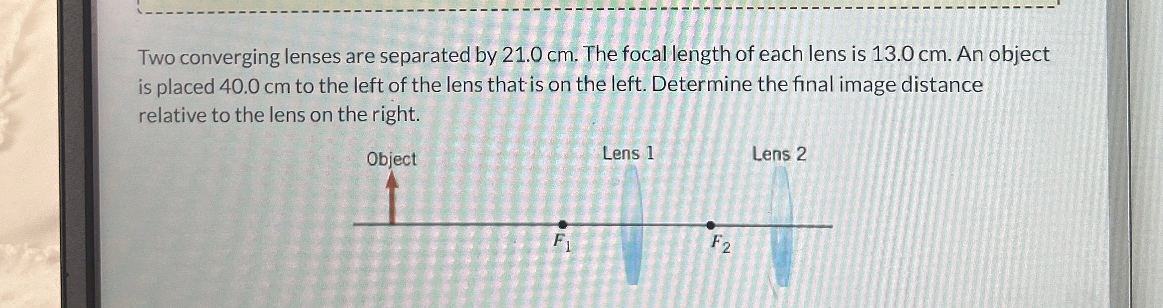 Solved Two converging lenses are separated by 21.0 ﻿cm . | Chegg.com