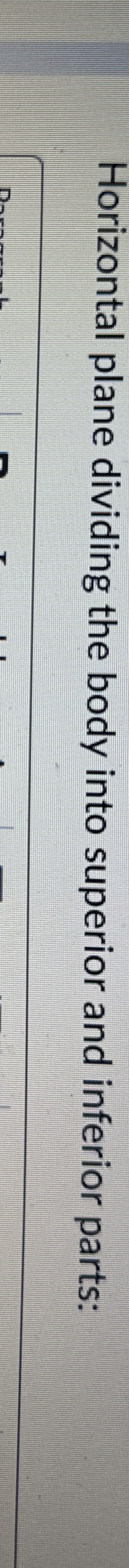Solved Horizontal plane dividing the body into superior and | Chegg.com