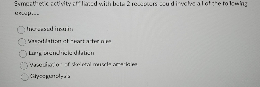 Solved Sympathetic activity affiliated with beta 2 | Chegg.com