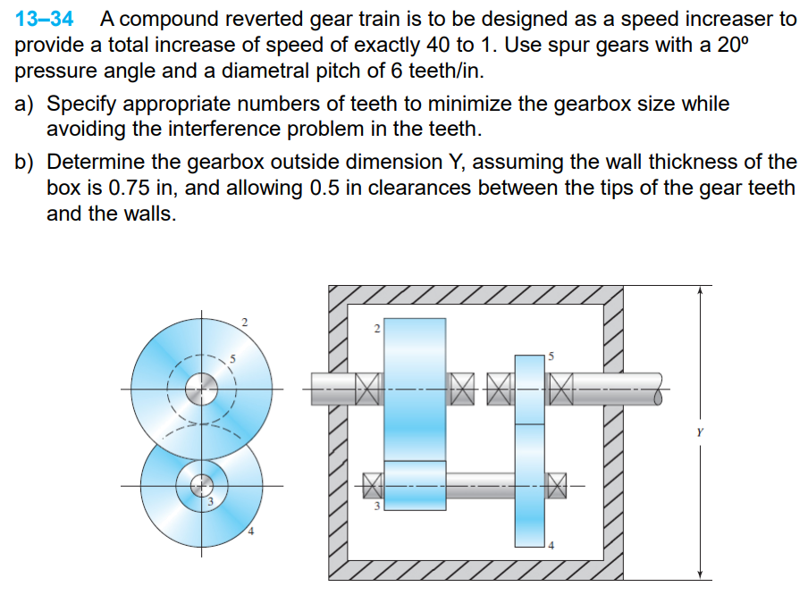 Solved 13-34 ﻿A compound reverted gear train is to be | Chegg.com