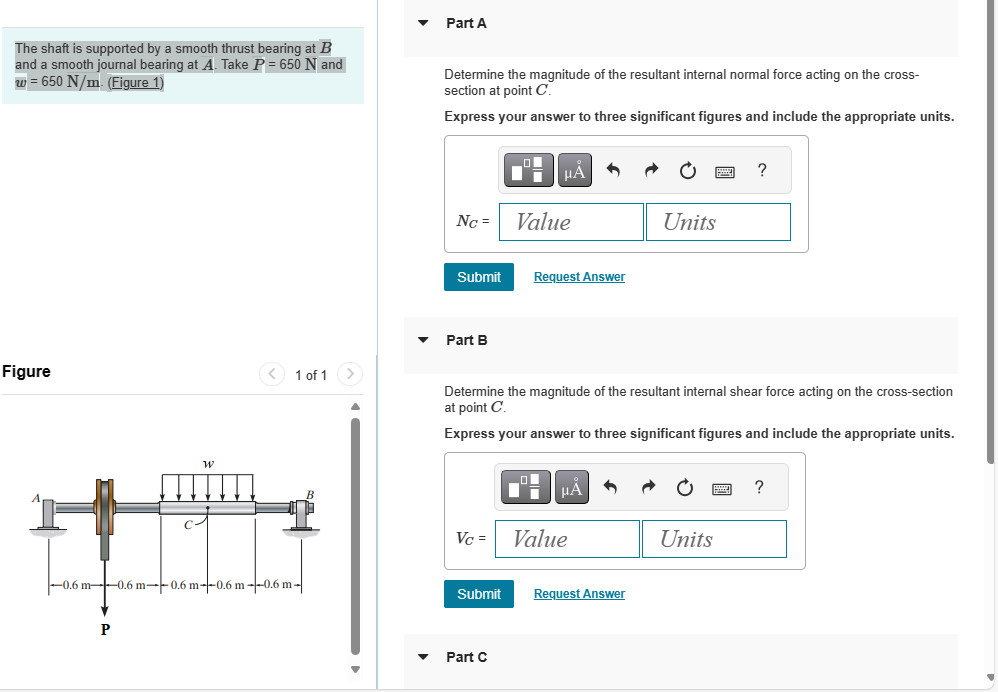 Solved Part AThe shaft is supported by a smooth thrust | Chegg.com