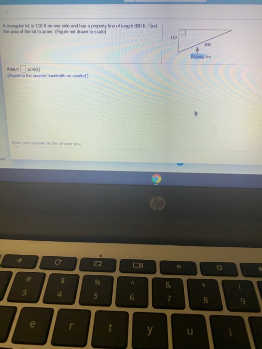 Solved A triangular lot is 110 ft on one side and has a | Chegg.com