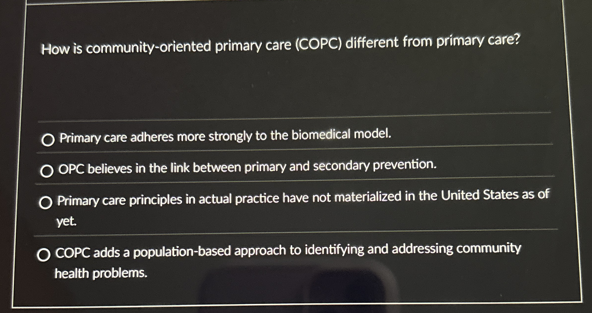Solved How is community-oriented primary care (COPC) | Chegg.com