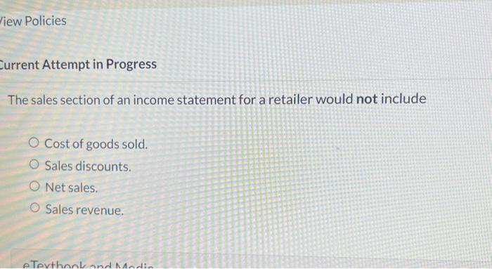 Solved iew Policies Current Attempt in Progress The sales | Chegg.com